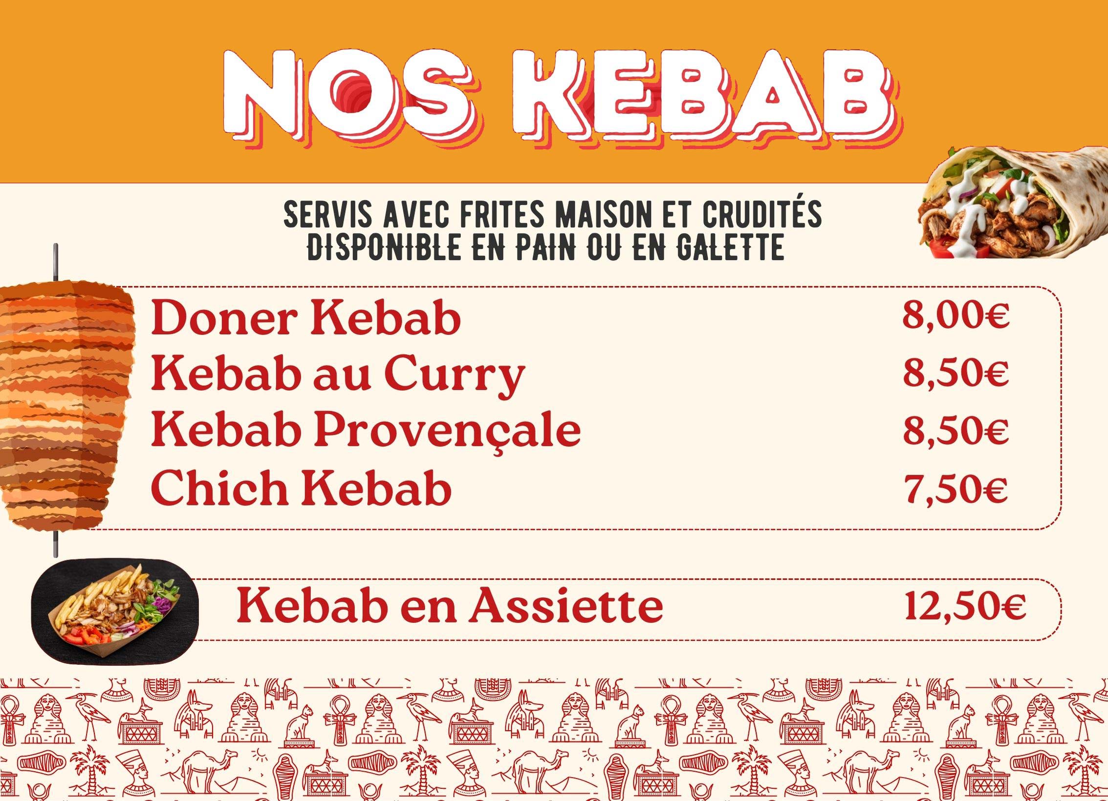 Notre Carte formules et menus le pharaon